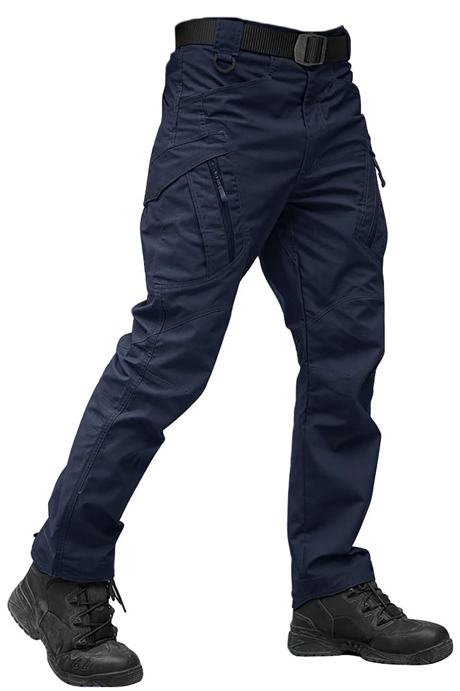 TACVASEN Military-Style Cargo Pants Waterproof Hiking Pants Men Breathable Combat Pants Shooting Pants Men Lightweight Water Resistant Pants Navy