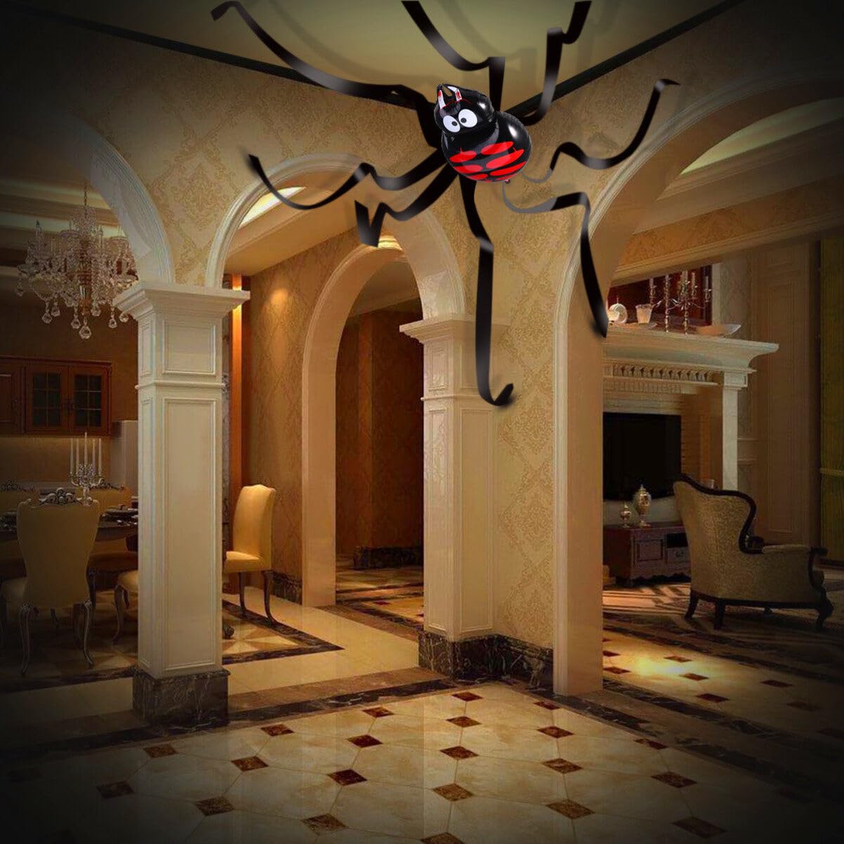 Halloween Decorations Hanging Spider with Balloon for Halloween Party or Haunted House Decorations – 20 Feet