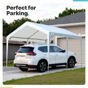 ADVANCE OUTDOOR Adjustable 10x20 ft Heavy Duty Carport Car Canopy Garage Boat Shelter Party Tent, Adjustable Height from 9.5 ft to 11 ft, White