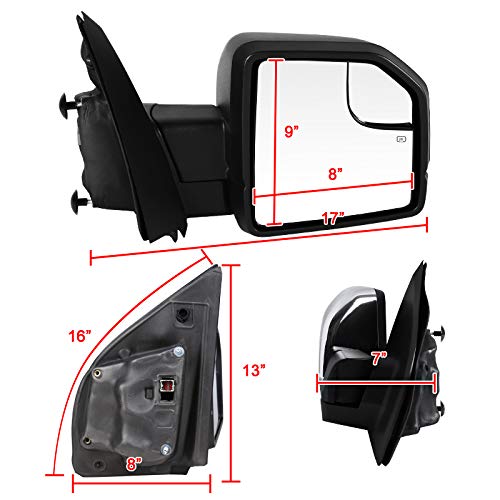 Carpartsinnovate For 15-20 Power Heated Black Passenger Right Side Mirror w/LED Signal Lamps