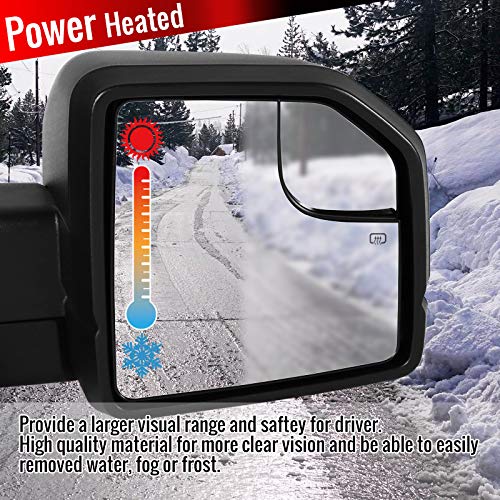 Carpartsinnovate For 15-20 Power Heated Black Passenger Right Side Mirror w/LED Signal Lamps