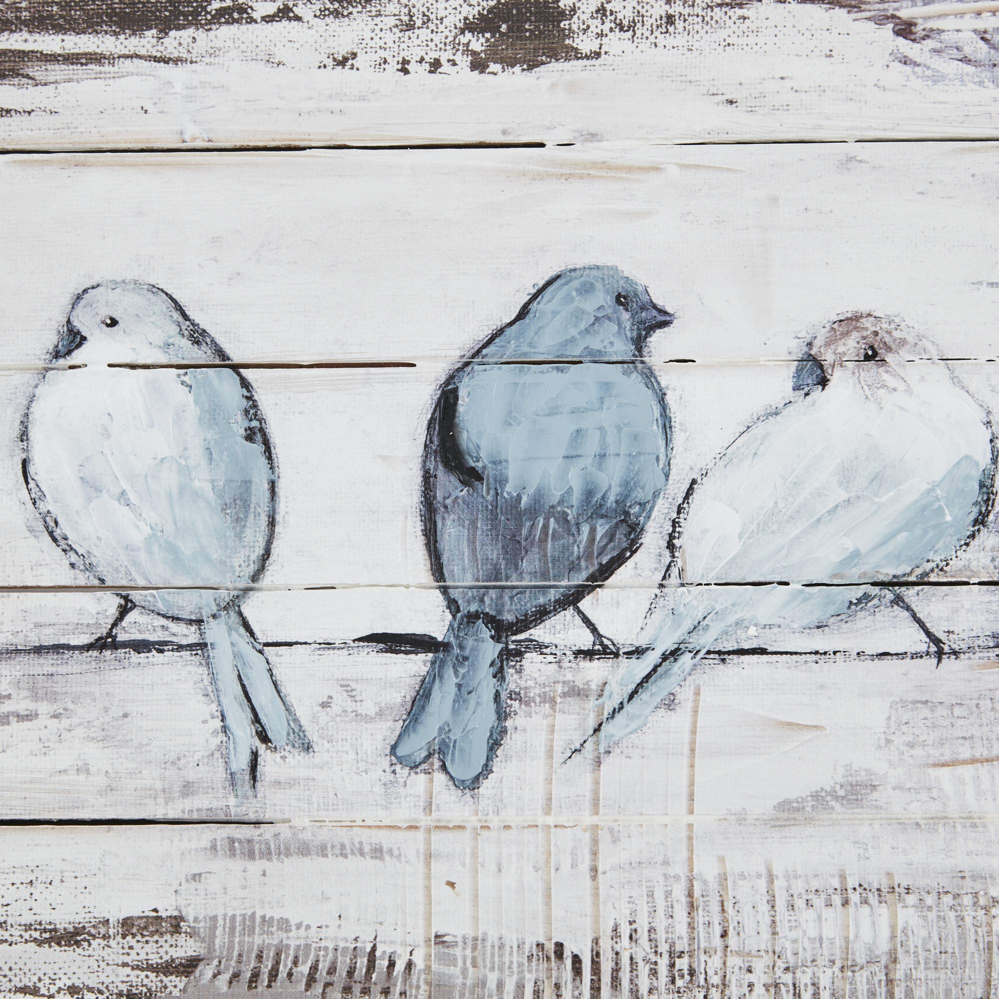 Madison Park Perched Birds Wall Art Living Room Décor - Hand Painted Wood Plank, Home Accent Farmhouse Bathroom Decoration White/Grey,30"W x 12"H x 1.5"D