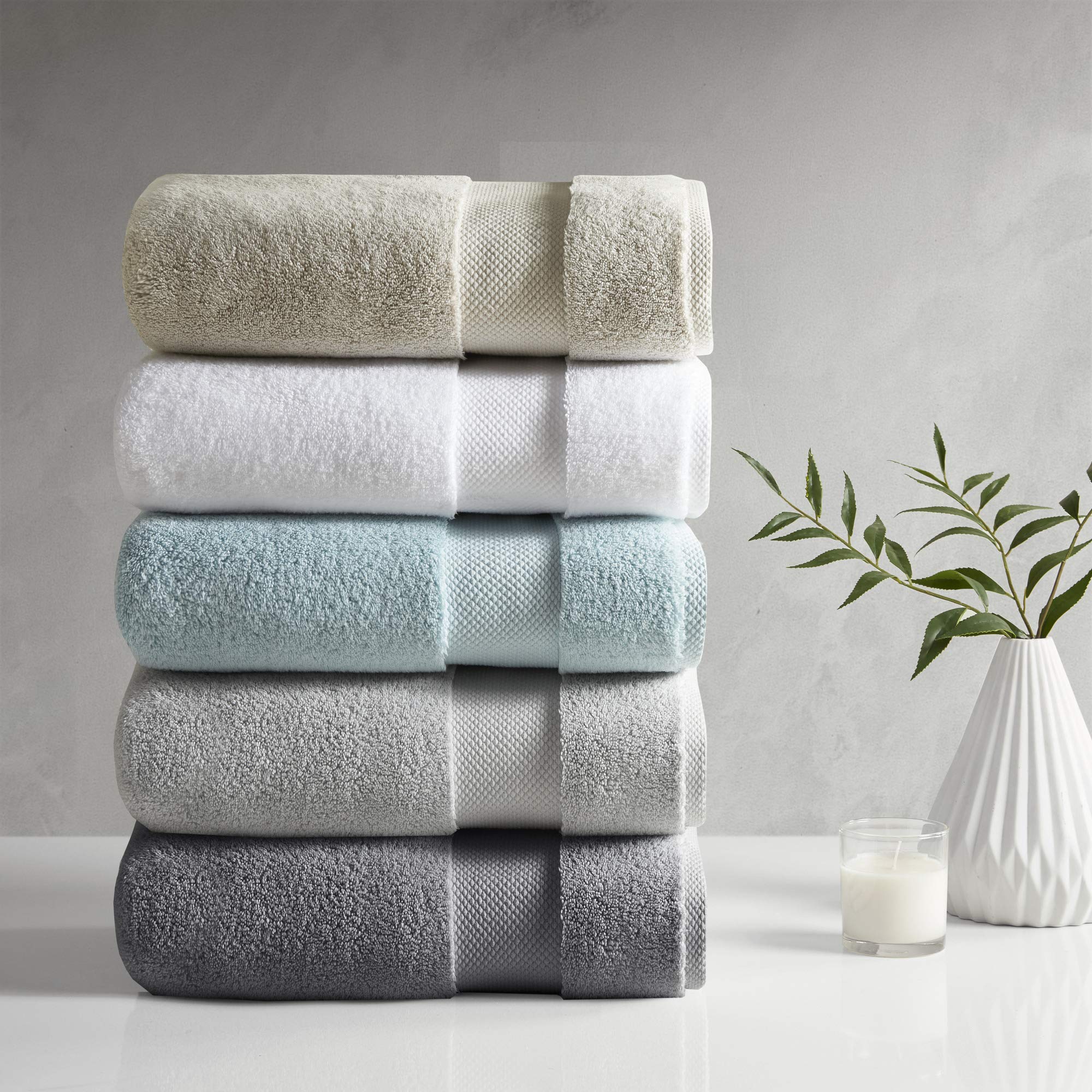 Madison Park Signature Splendor Luxury 100% Cotton Bathroom Towel Set - Soft, Plush 1000 GSM Heavyweight Hotel Quality, Zero Twist, Highly Absorbent, Quick Dry, Multi Sizes, Grey 6 Piece