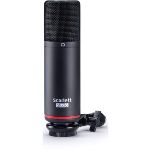 Focusrite Scarlett Solo Studio 3rd Gen USB Audio Interface Bundle with Boom Stand, XLR Cable and Pop Filter (4 Items)