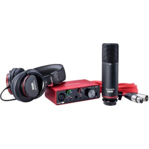 Focusrite Scarlett Solo Studio 3rd Gen USB Audio Interface Bundle with Boom Stand, XLR Cable and Pop Filter (4 Items)