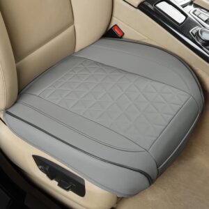 black panther 1 pair luxury faux leather car seat covers front bottom seat cushion covers, anti-slip and wrap around the bottom, fit 95% of vehicles - grey