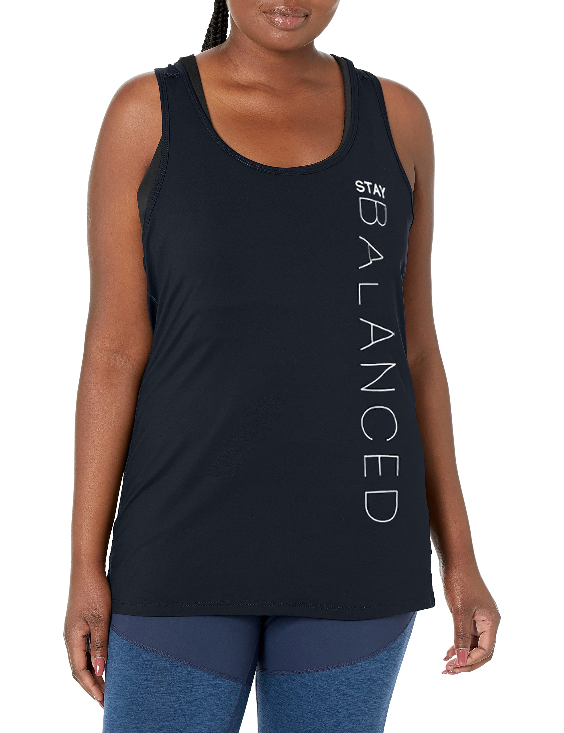 C9 Champion Women's Graphic Tank, EBONY/STAY BALANCED PLUS, XXL