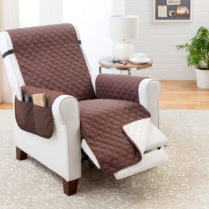 Couch Guard XL Recliner/Chair Cover - Stylish Sofa Slipcover - Shield & Protects from Pets, Kids, Stains - Reversible, Convenient Pocket, Easy Wash & Dry - Chocolate/Tan