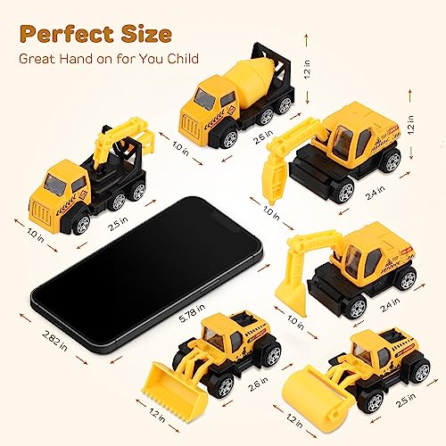 TOY Life 28 PCS Construction Toys Construction Cake Topper, Small Construction Vehicles, Sandbox Toys for Boys, Small Construction Car Truck Excavator Toys Construction Party Favors Gifts for Boys