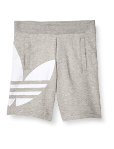 adidas originals boys' big trefoil shorts, medium grey heather/white, x-large