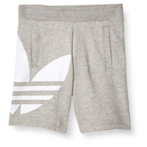 adidas Originals Boys' Big Trefoil Shorts, Medium Grey Heather/White, X-Large