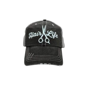 r2n fashions hair life women's hair dresser hair stylist trucker hat cap black/grey