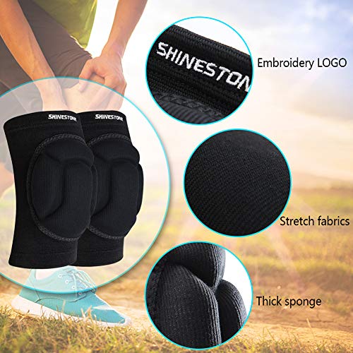 Shinestone Knee Protector, Protective Knee Pads, Thick Sponge Knee Pads Protector High Elastic Anti-Slip Collision Avoidance Knee Sleeves for Basketball and More Sports. (1 Pair) (08-knee pads,Large)