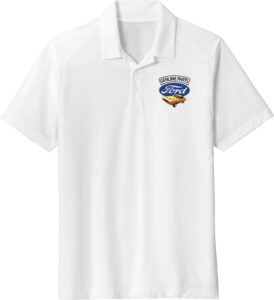 ford mustang genuine parts pocket print tri blend polo, white xl