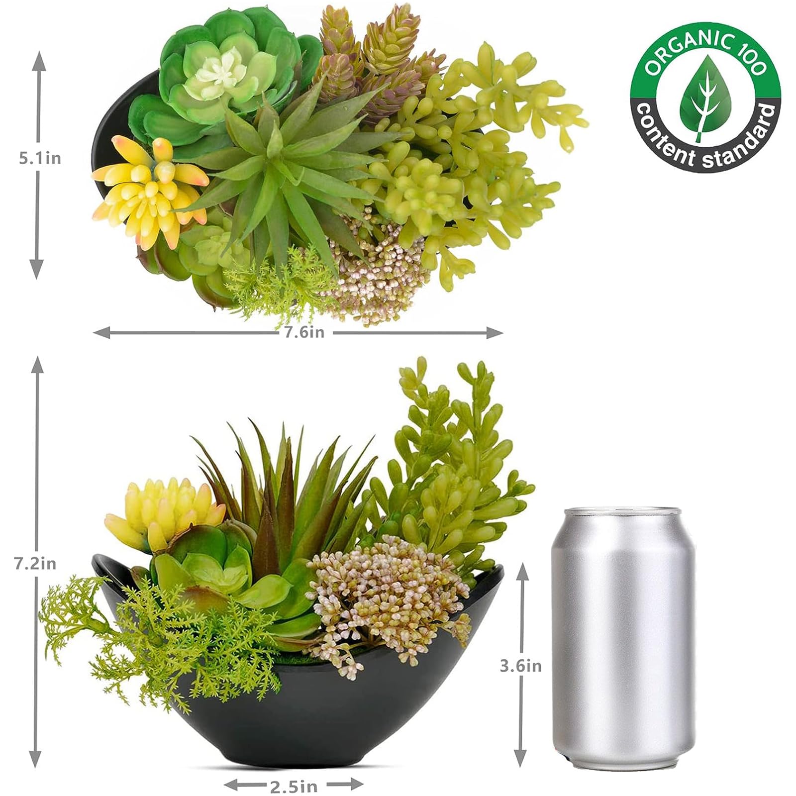 Luxsego Artificial Succulents Plants, Fake Potted Plants - 7.2 Inch Faux Succulents, Artificial Plants & Greenery for Hone Garden, Table Desk Shelves, Bathroom, Office Decorations(1 Pot)