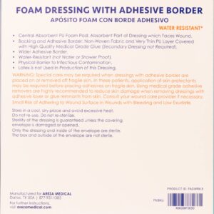 Foam Wound Dressing with Adhesive Border 6.5" x 6.5" Central Foam: 4.1" x 4.1" Thickness 5 mm 5 per Box by Areza Medical