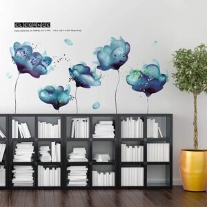 LiveGallery Removable Kids Room Wall Decoration Art Decor DIY Blue Flower Wall Decals Floral Wall Stickers Murals for Baby Bedroom Girls Boys Nursery Rooms Bathroom Living Room Wall Corner (Flower)