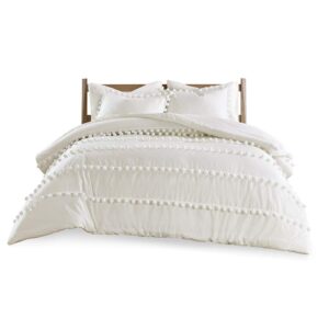 Leona 3 Piece Pom Pom Cotton Duvet Cover Set