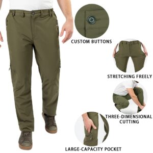 Postropaky Mens Hiking Quick Dry Lightweight Waterproof Fishing Pants Outdoor Travel Climbing Stretch Pants(Green36x32)