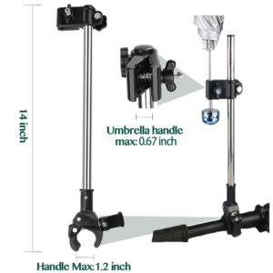 Adjustable Umbrella Mount Holder No Need Any Tooling to Attach Umbrella Clamp, Umbrella Connector Holder to Wheelchairs, Walker, Rollator, Bike, Pram, Stroller