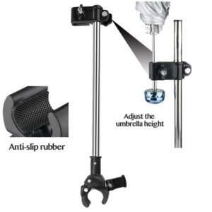 Adjustable Umbrella Mount Holder No Need Any Tooling to Attach Umbrella Clamp, Umbrella Connector Holder to Wheelchairs, Walker, Rollator, Bike, Pram, Stroller