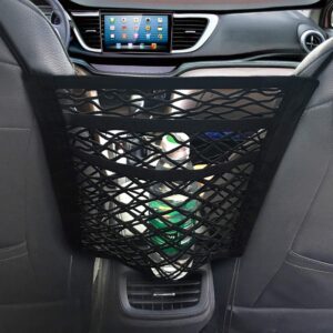 neouza car mesh organizer, seat back net bag, barrier of back seat front seat pet kids, cargo tissue purse holder, driver storage netting pouch suv minivan pickup truck drive safe (3-layer)