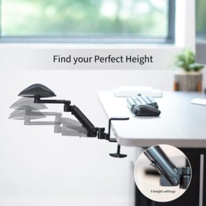 VIVO Universal Clamp-on Adjustable Armrest, Desk Cradle Rotating Elbow Cushion, Above Table Extension Platform Arm Support, Black, MOUNT-ARM01