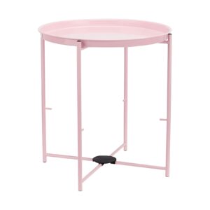 Amazon Basics Round Storage End Table, Side Table with Cloth Basket, Dusty Pink, 17.7"D x 17.7"W x 18.9"H