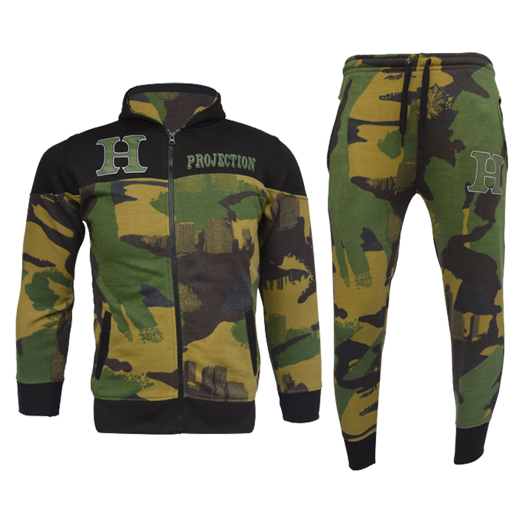 Kids Tracksuit Boys HNL Camouflage Hoodie Bottom Joggers Jogging Suit 7-13 Years