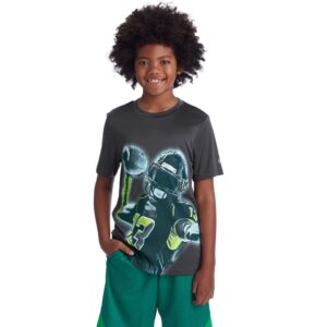 c9 champion boys' tech short sleeve t-shirt, stealth/go long, l