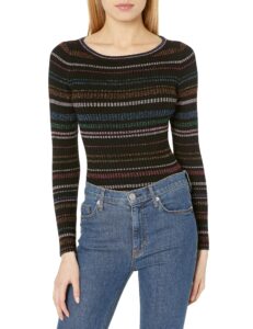 milly women's metallic stripe pullover, black multi, m