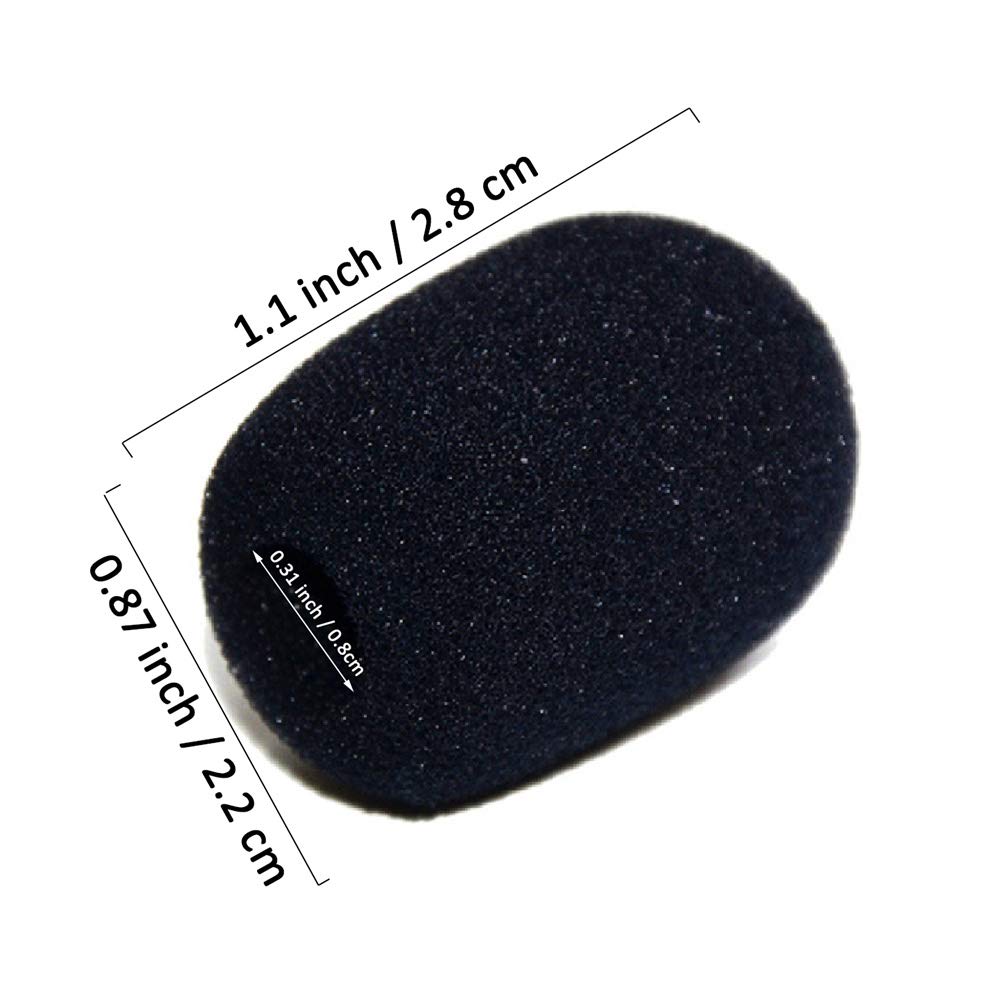 10 Pcs Mini Lapel Headset Foam Microphone Windscreens Windshied Headset Foam,Mic Sponge Foam Cover Shield (Black)