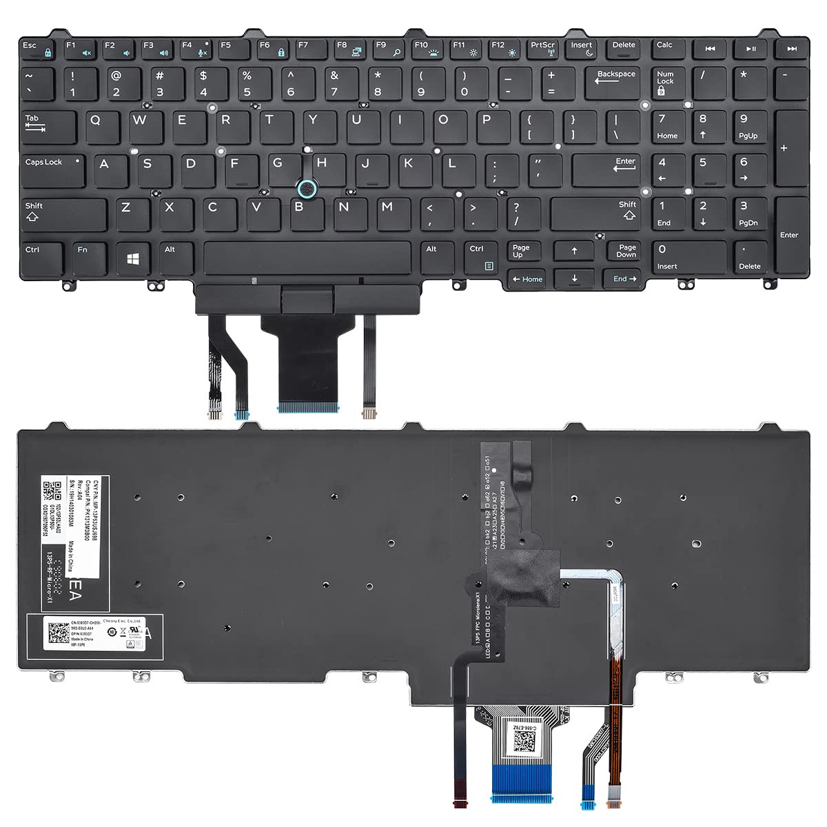 Replacement Keyboard for Dell Latitude E5550 E5570 5550 5580 5590 5591, Precision 3510 3520 7510 7520 7710 7720 Series Laptop with Pointer with Backlit No Frame US Layout