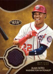 2019 topps tier one relics #t1r-jso juan soto game worn nationals jersey baseball card - only 399 made!