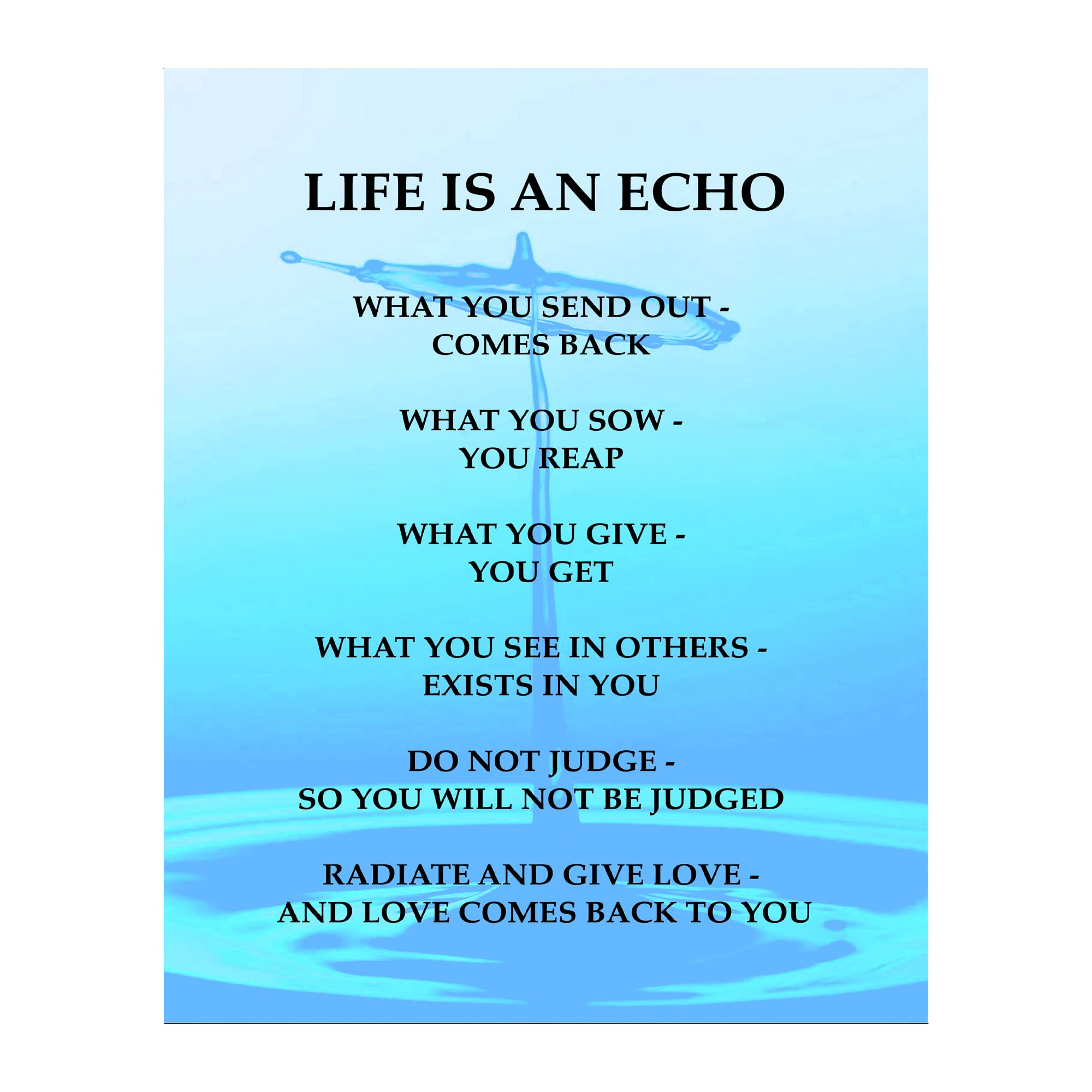 Life Is An Echo - Quotes Wall Art Collection, Inspirational Quotes Wall Art, Wall Decorations Decorations for Home Studio and Office, Pictures for Living Room Wall Decoration, Unframed - 8x10