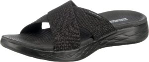 skechers womens on-the-go 600 - 16259 slide sandal, black, 7 us