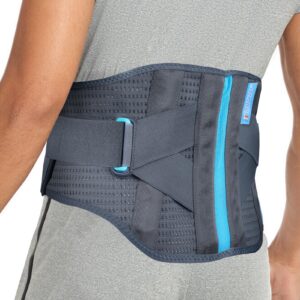 back brace for lower back pain,back support w/lumbar pad for men women herniated disc,sciatica,scoliosis,waist pain relief lumbar support belt for heavy lifting(gray/blue,s/m fit belly 23.5"-29.5")