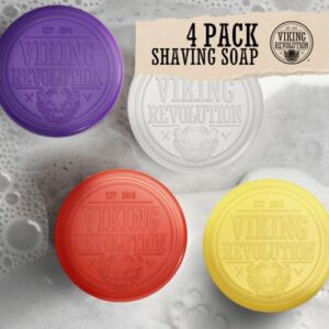 Viking Revolution Shaving Soap for Men - Shave Soap for Use with Shaving Brush and Bowl for Smoothest Wet Shave, Shaving Soap Puck - 4 Pack Variety, Each Pack 2.5oz