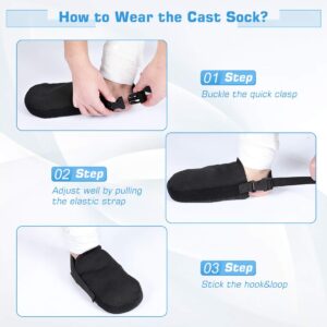 DOACT Cast Sock Cover Foot Toe with Anti-Slip Strap, Protect Cast Walking Boot and Orthosis Splints Braces Clean, Adjustable and One Size Fits