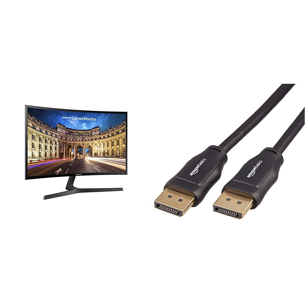 SAMSUNG ELECTRONICS LC27F398FWNXZA SAMSUNG Electronics C27F398 27" Curved Monitor & AmazonBasics DisplayPort to DisplayPort HD Display Cable - 6 Feet