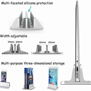 Universal Laptop Vertical Stand, Dual Desktop Stand Adjustable Notebook Stand (up to 17.3 inches) for Samsung/HP/Dell/Chrome Book laptops (Silver)