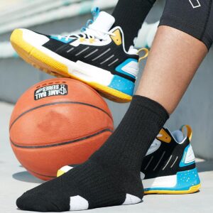 Fraobbg 4Pairs Men's Athletic Crew Socks Thick Protective Sport Cushion Elite Basketball Soccer Compression Towel Socks 7-12