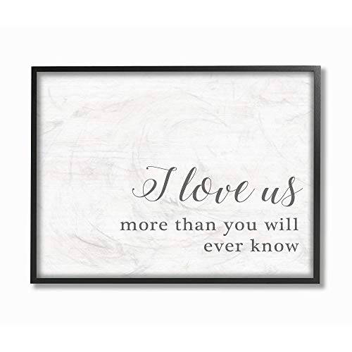 Stupell Industries I Love Us Family Home Inspirational Word Black And White Design XXL Framed Giclee Texturized Art by Anna Quach, 24 x 1.5 x 30, Multi-Color