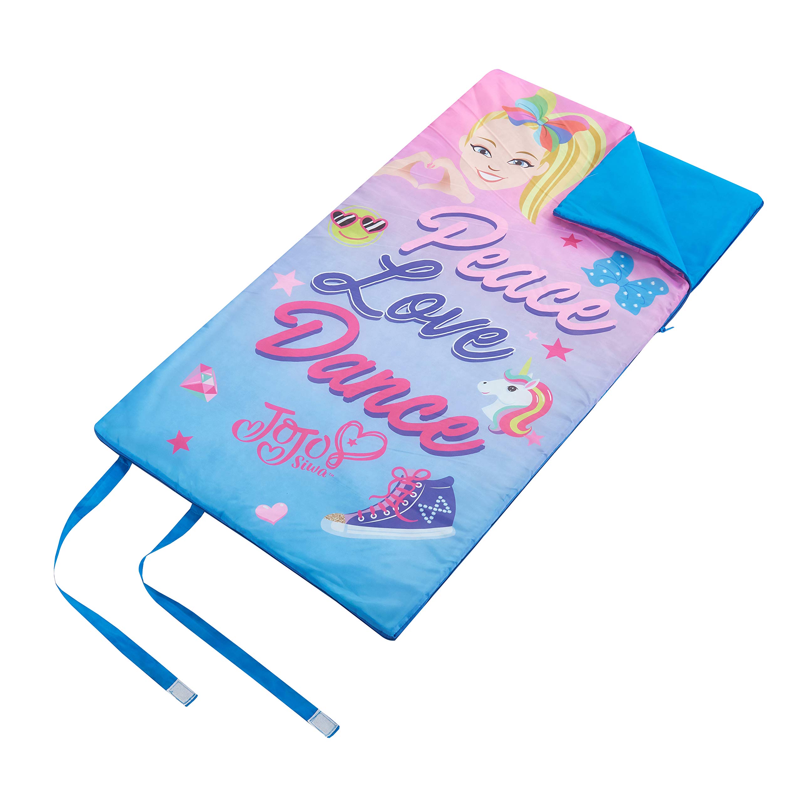 I WEAR JoJo JoJo Siwa Roll Up Sleeping Bag with Velcro Strap Closure, 26"x46",Multi