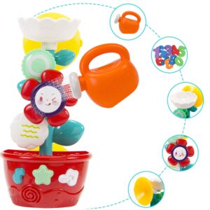 Toy Life Flower Bath Toys for Toddlers 1-3 Years Bathtub Toys for Toddlers with Squirter Toys Watering Can Waterfall Flower Baby Bath Toy for Kids 1 2 3 4 5 Year Old Girls Boys