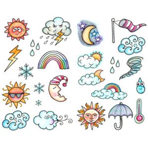 seasonstorm cute weather emoticon precut waterproof decoration album planner stickers scrapbooking diary sticky paper flakes (pk423)