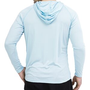 Men's UPF 50+ Sun Protection Hoodie Outdoor Long Sleeve T-Shirt for Running, Fishing, Hiking Azure