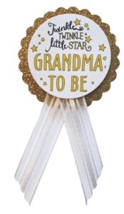 grandma to be pin twinkle little star baby shower pin white & gold for nona to wear, it's a girl, it's a boy baby sprinkle