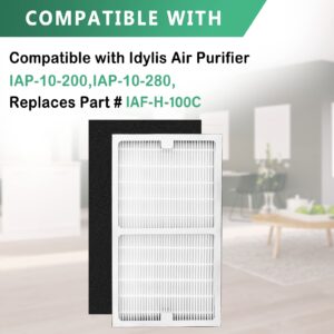 Gekufa Replacement Filter C Compatible with Idylis IAF-H-100C, IAP-10-200, IAP-10-280 for Idylis Air Purifiers Include 2 HEPA Filters & 2 Carbon Filters