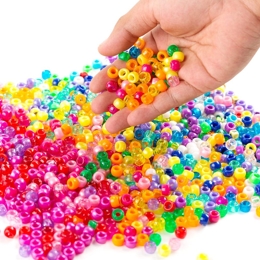 Pony Beads, 3,300 pcs 9mm Pony Beads Set in 23 Colors with Letter Beads, Star Beads and Elastic String for Bracelet Jewelry Making by INSCRAFT